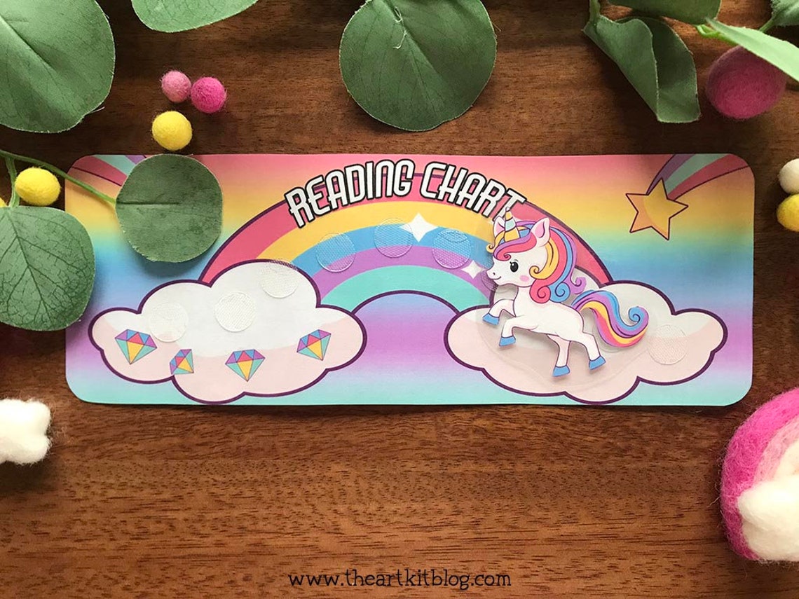 UNICORN and RAINBOW Kid's Reading Log Chart Tracker, Printable Reading ...