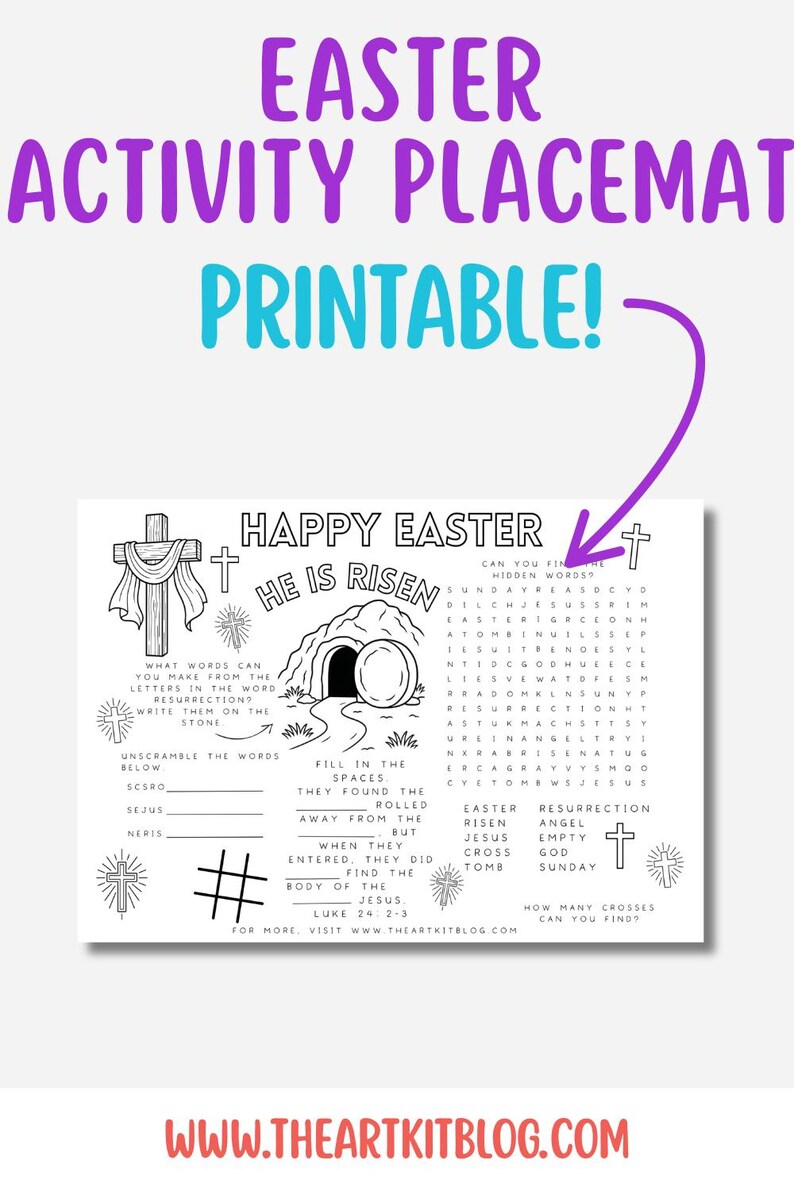 Christian Easter Placemat Activities, Easter Activity Printable ...