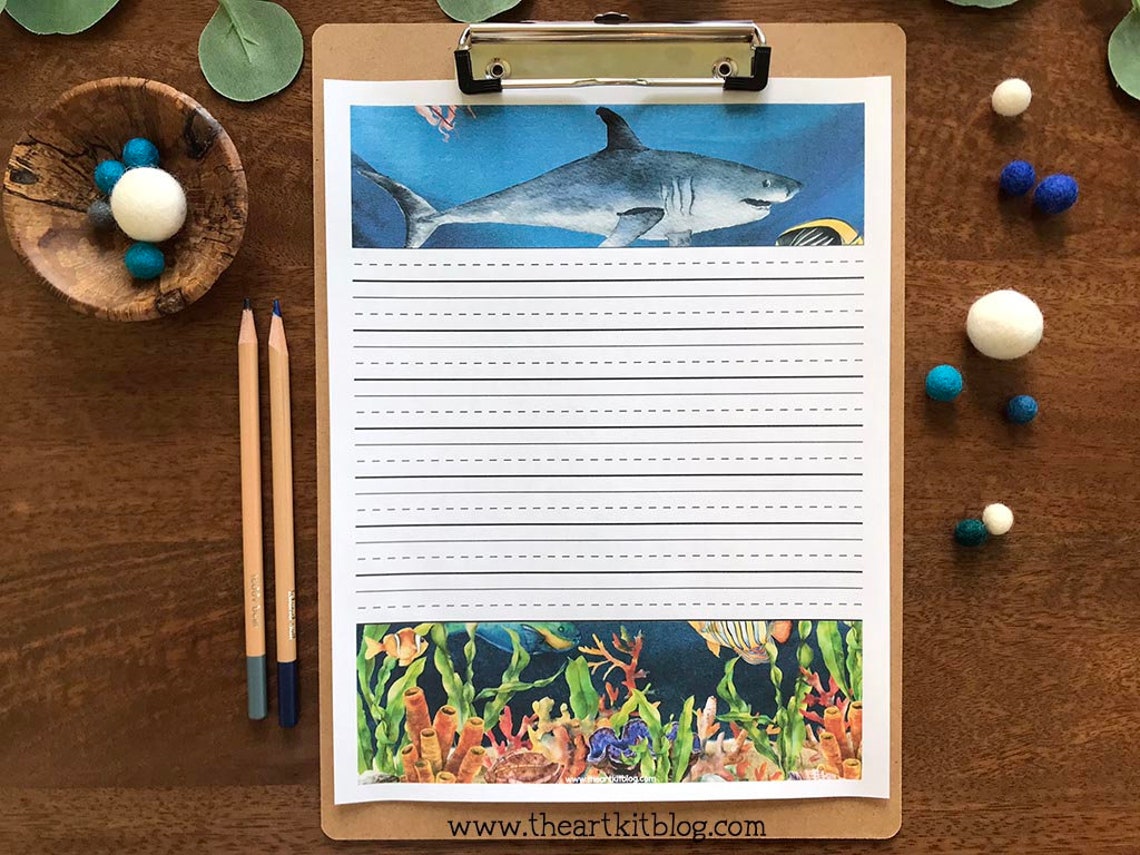 Printable Lined Paper With Sharks Notebooking Pages School - Etsy