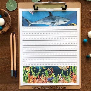 Printable Lined Paper With Sharks, Notebooking Pages, School Lined ...