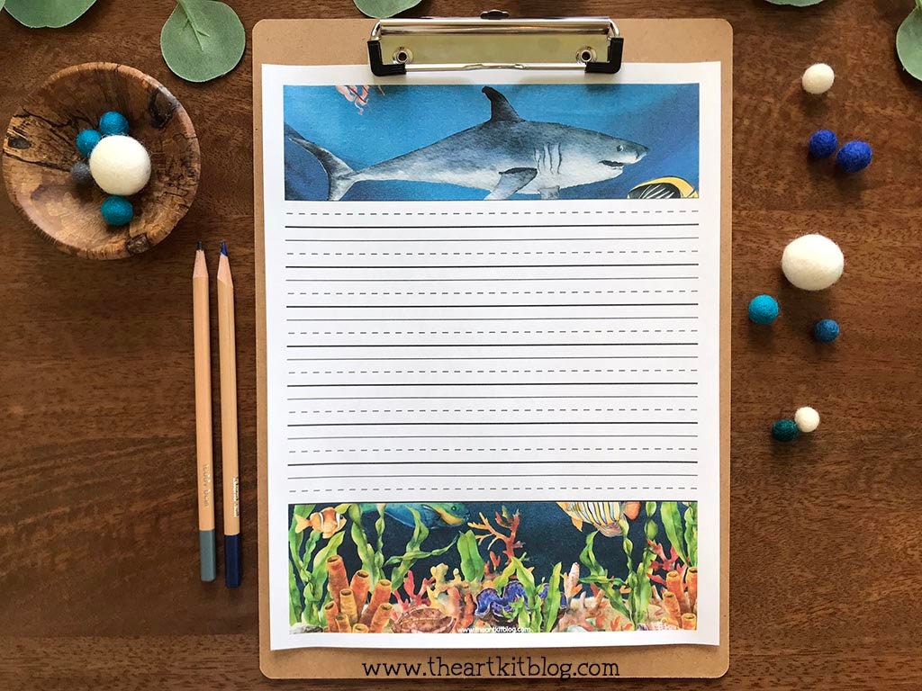 Printable Lined Paper With Sharks Notebooking Pages School - Etsy