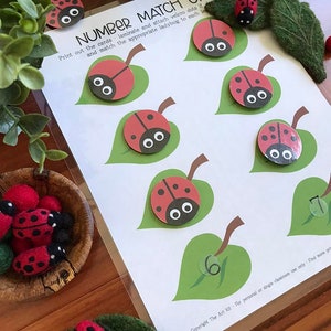 Ladybug Number Match Printable, Busy Book, Math Center, Ladybug ...