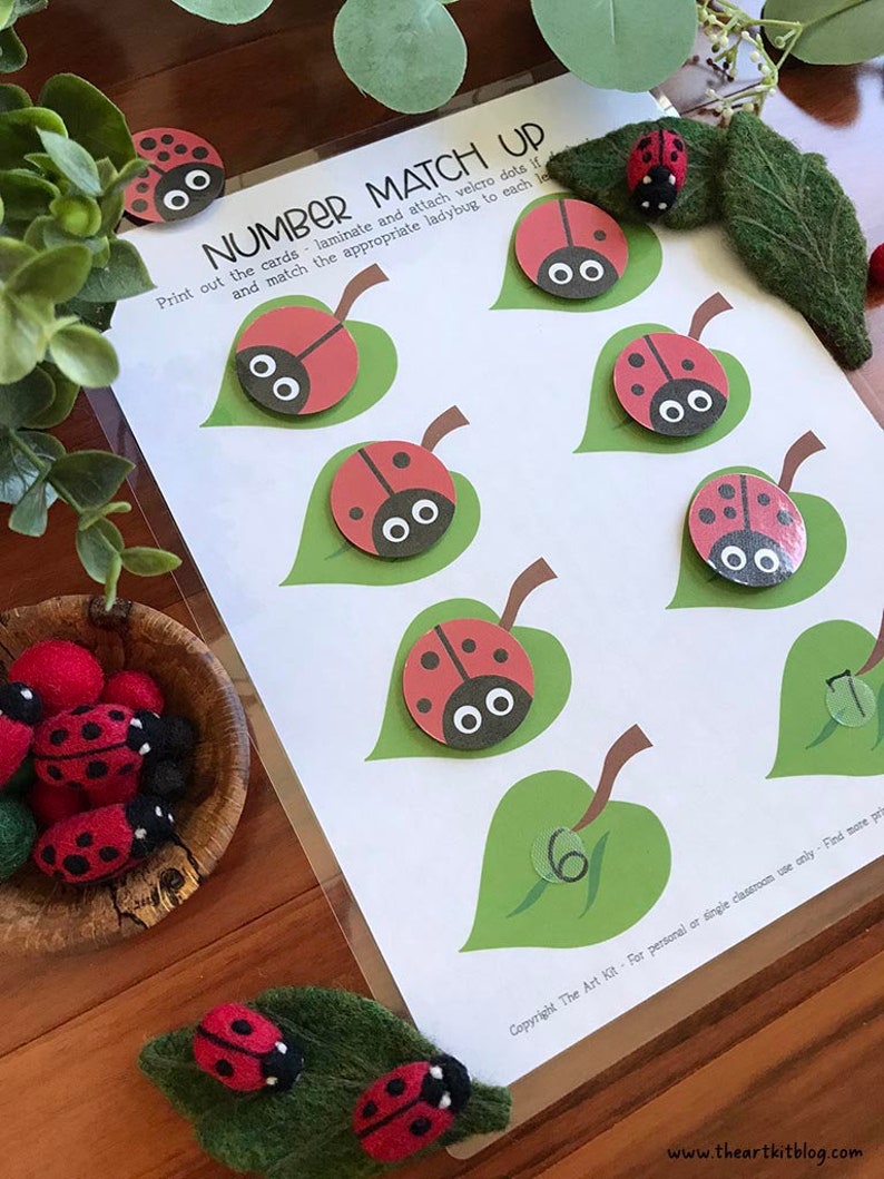Ladybug Number Match Printable, Busy Book, Math Center, Ladybug ...