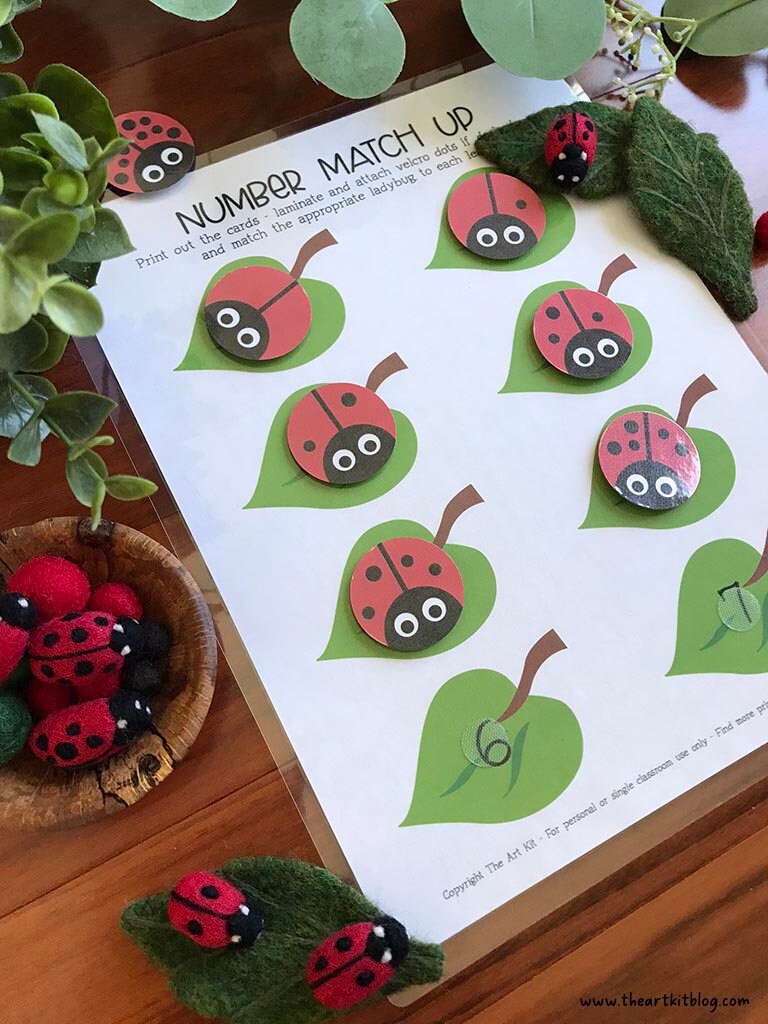 Ladybug Number Match Printable, Busy Book, Math Center, Ladybug ...