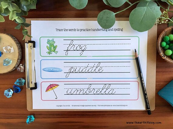 Word Tracing Printable Frog Pond Printable Handwriting - Etsy