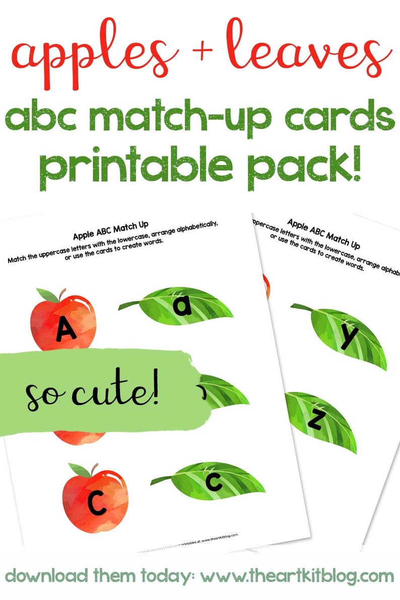Apple and Leaves Alphabet Letter Uppercase and Lowercase Match up ...