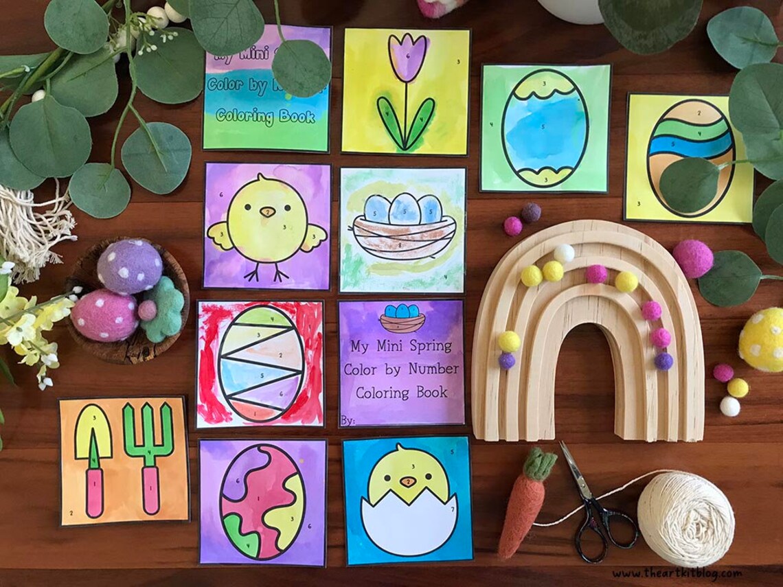 Mini Spring Color by Number Coloring Book, Spring Craft, Mini Spring ...