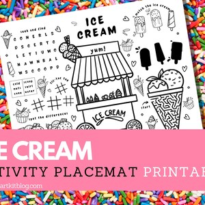 PRINTABLE Ice Cream Placemat Activity Page, Printable Placemat ...