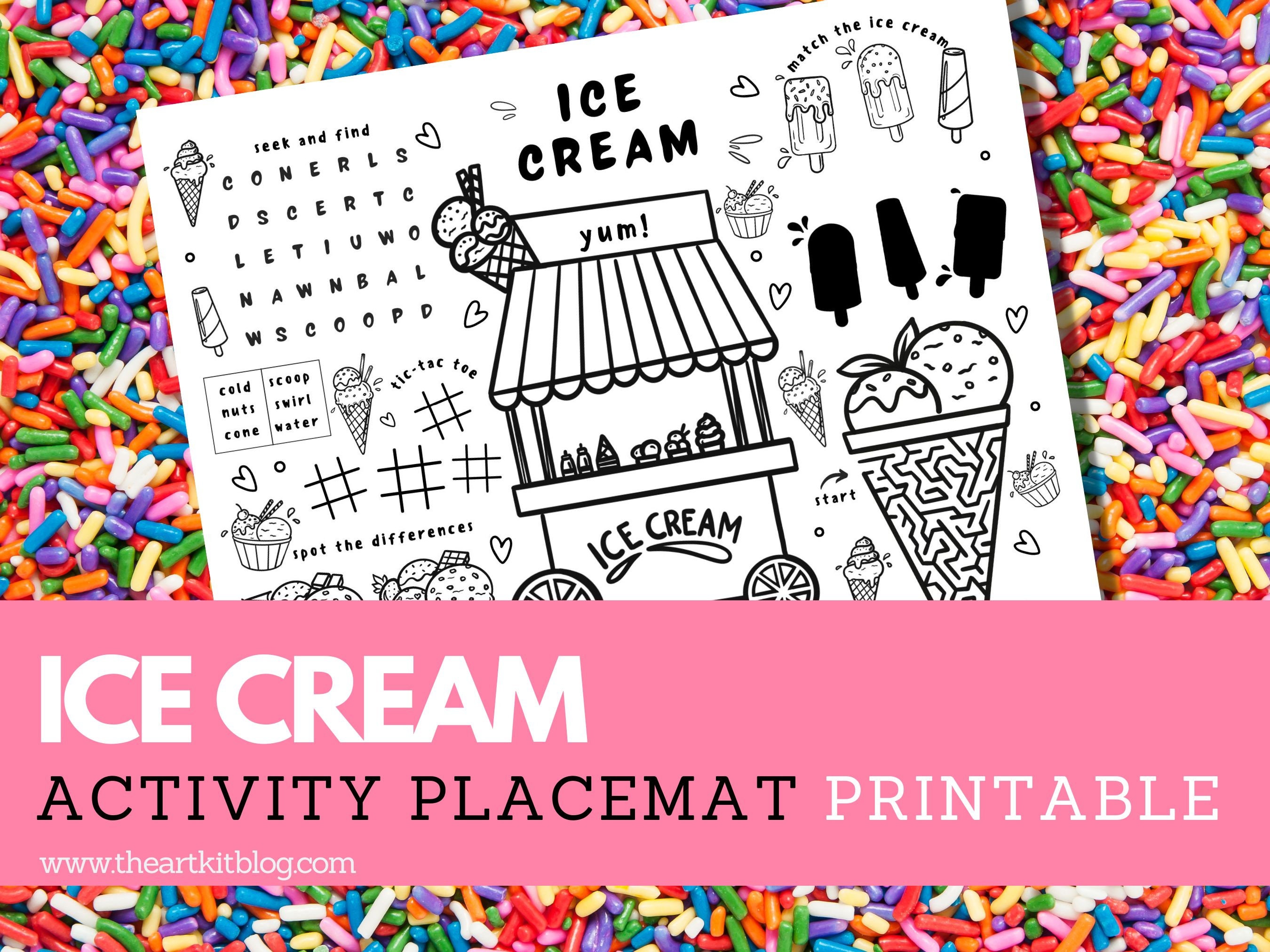 PRINTABLE Ice Cream Placemat Activity Page, Printable Placemat ...