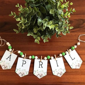 April Banner Printable, Spring Printable Wall Art, Spring Printable ...