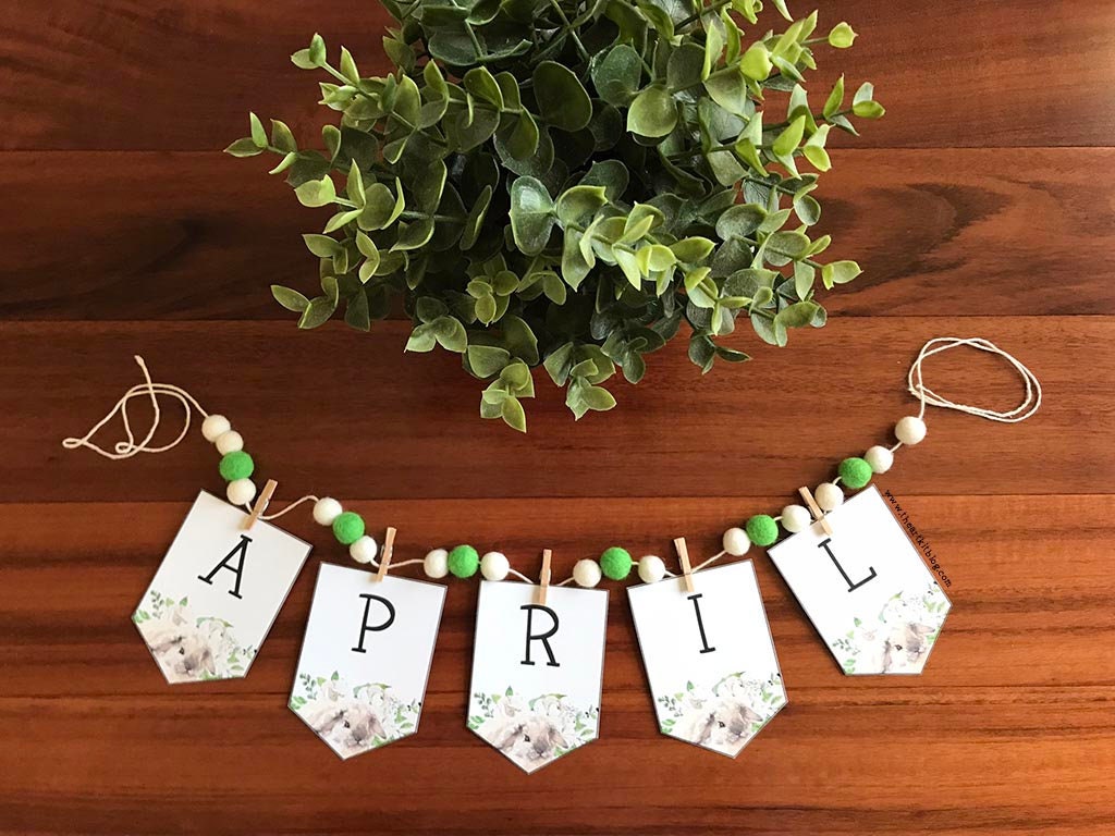 April Banner Printable, Spring Printable Wall Art, Spring Printable ...