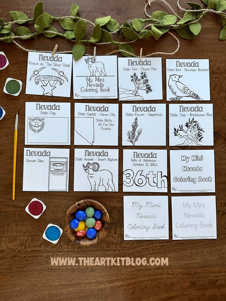 Mini NEVADA Coloring Pages, 50 States Coloring Page, USA Homeschool ...