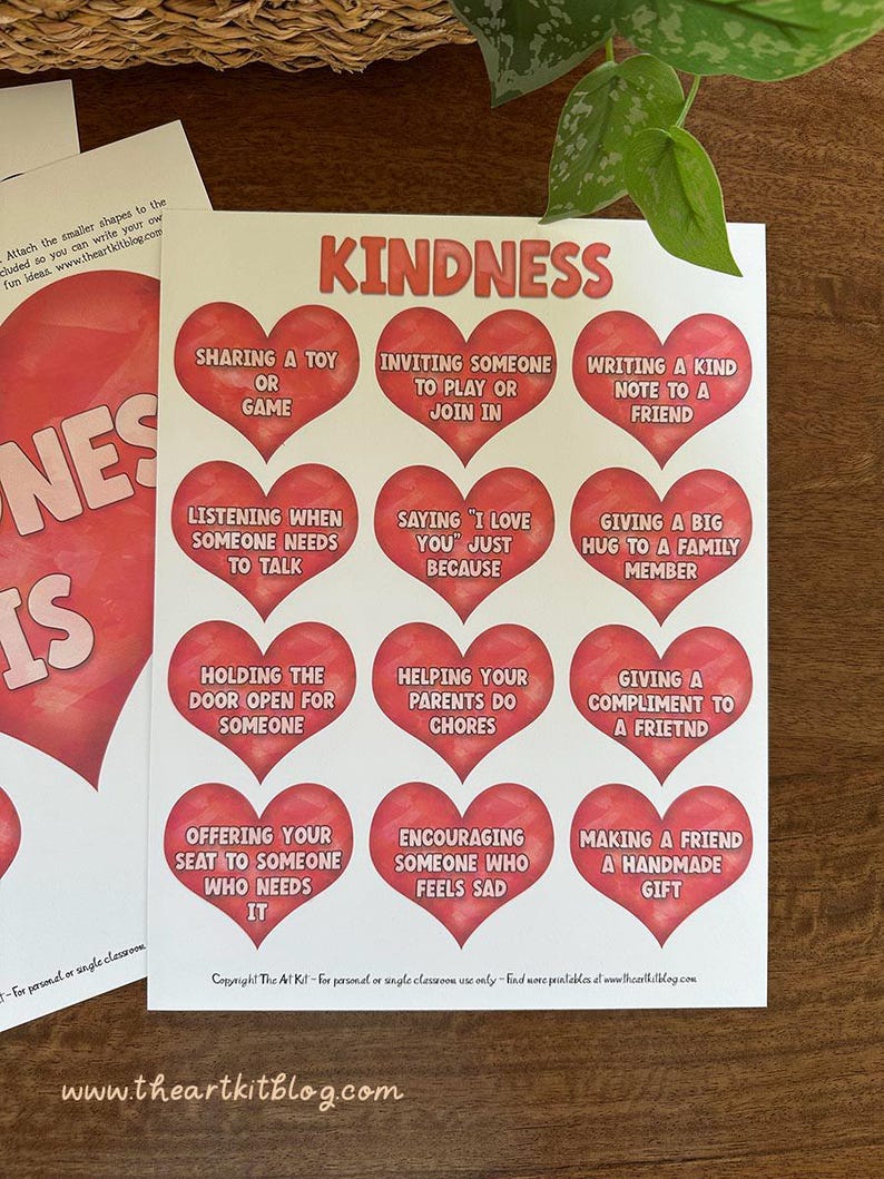 Kindness is ... Paper Craft, PRINTABLE, Black and White Coloring Page ...