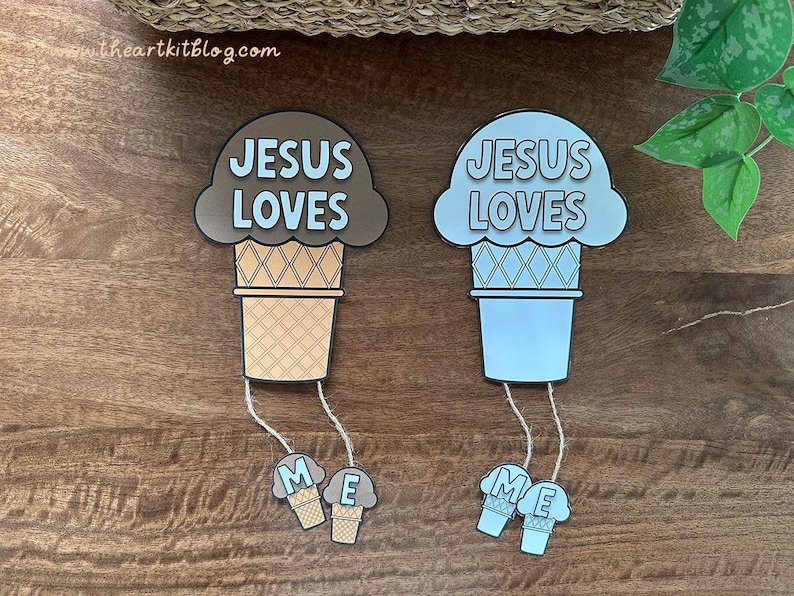 Ice Cream Jesus Loves Me Paper Craft, CUSTOMIZABLE to Your Child's Name ...