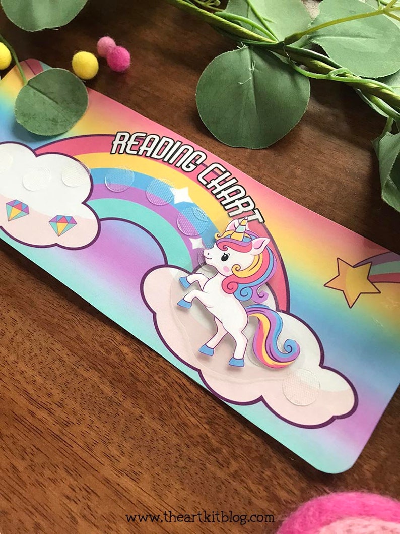 UNICORN and RAINBOW Kid's Reading Log Chart Tracker, Printable Reading ...