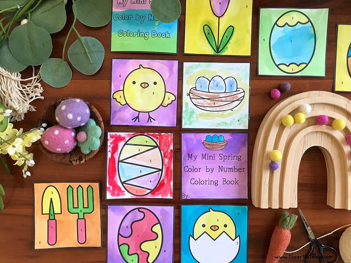 Mini Spring Color by Number Coloring Book, Spring Craft, Mini Spring ...