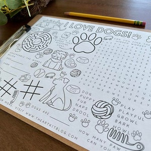 PRINTABLE I Love Dog Activity Page, Printable Placemat, Kittens ...