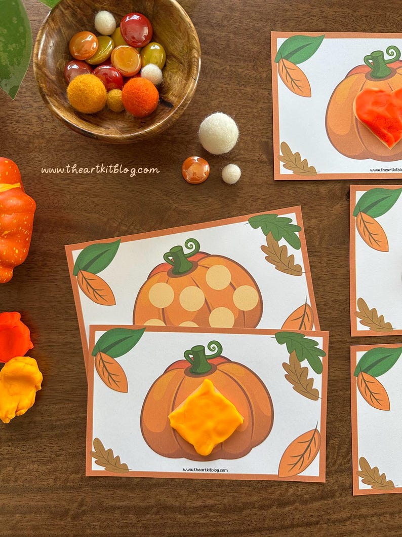 Pumpkin Shape Playdough Cards, Fall Playdough Mats, Instant Download ...