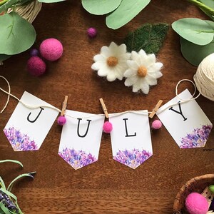 July Banner Printable, July Printable Wall Art, Summer Printable ...