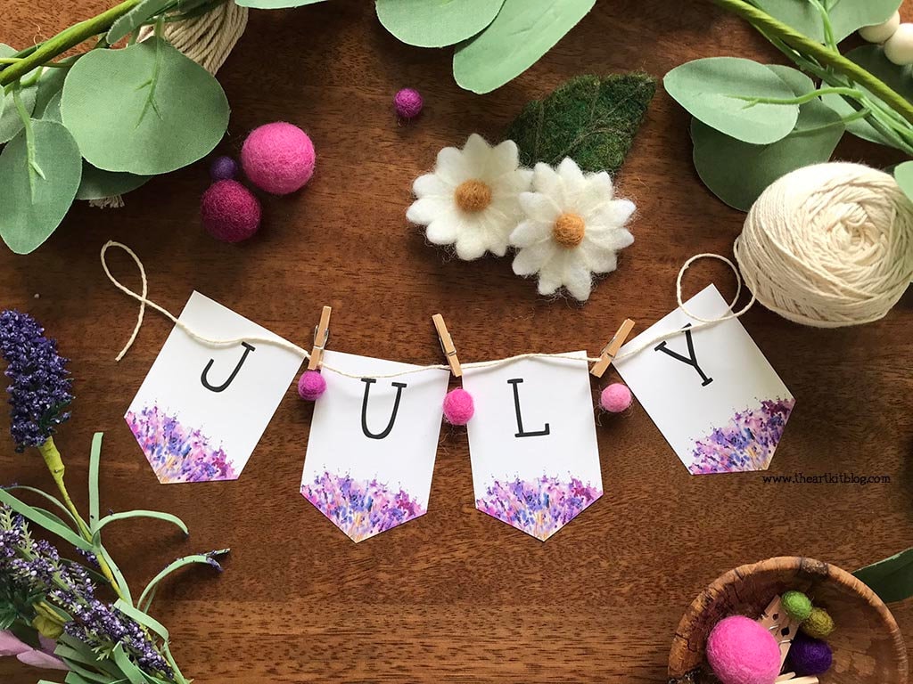 July Banner Printable, July Printable Wall Art, Summer Printable ...