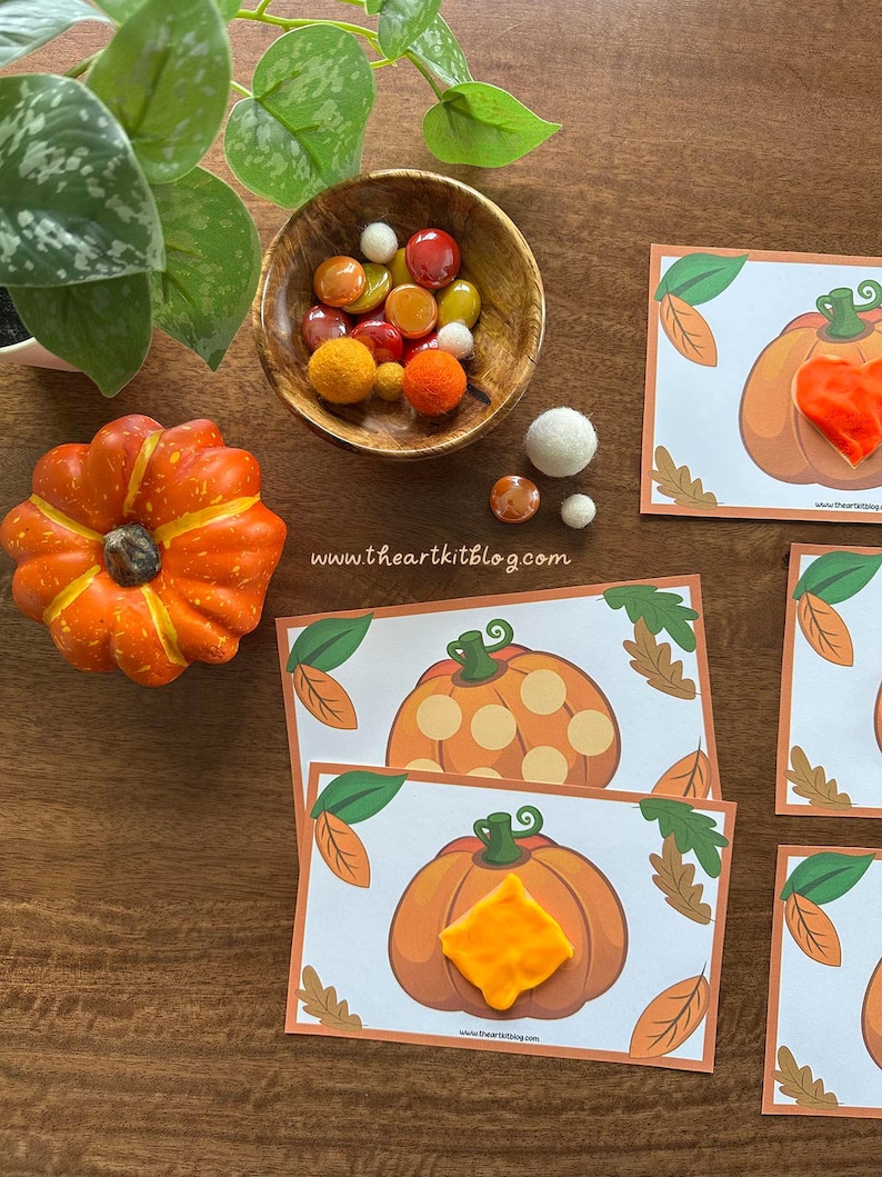 Pumpkin Shape Playdough Cards, Fall Playdough Mats, Instant Download ...