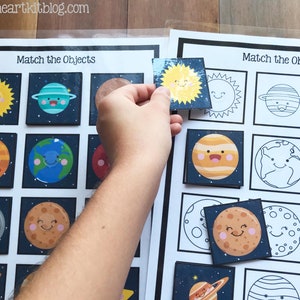 Solar System Space Matching Game Printable // Cute Kids Planets Match ...