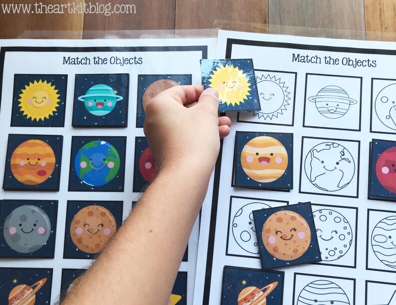 Solar System Space Matching Game Printable // Cute Kids Planets Match ...