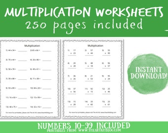 200 Pages Printable Multiplication Worksheets (Download Now) - Etsy