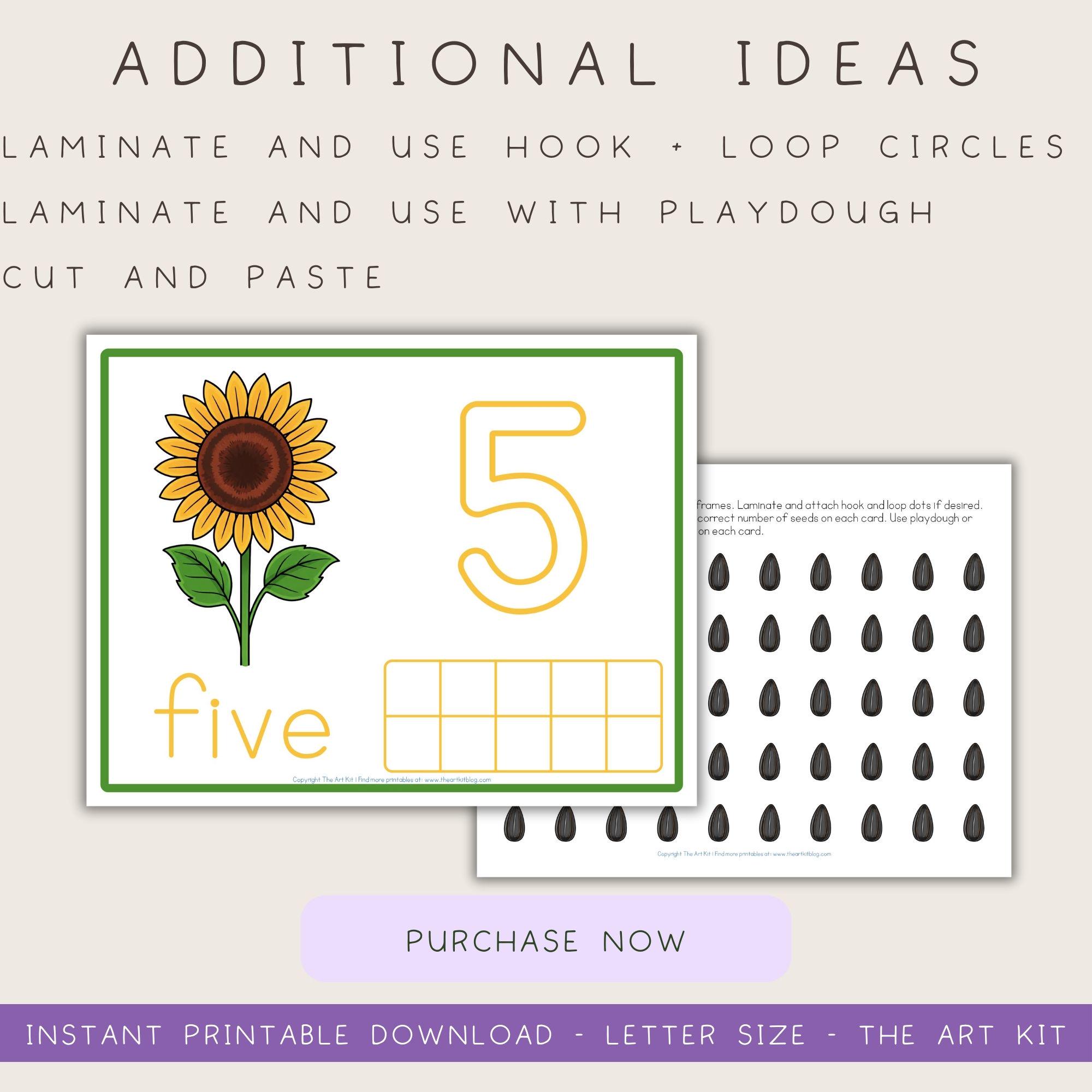 Sunflower Ten Frames Printable With Sunflower Seeds Counters, Preschool ...