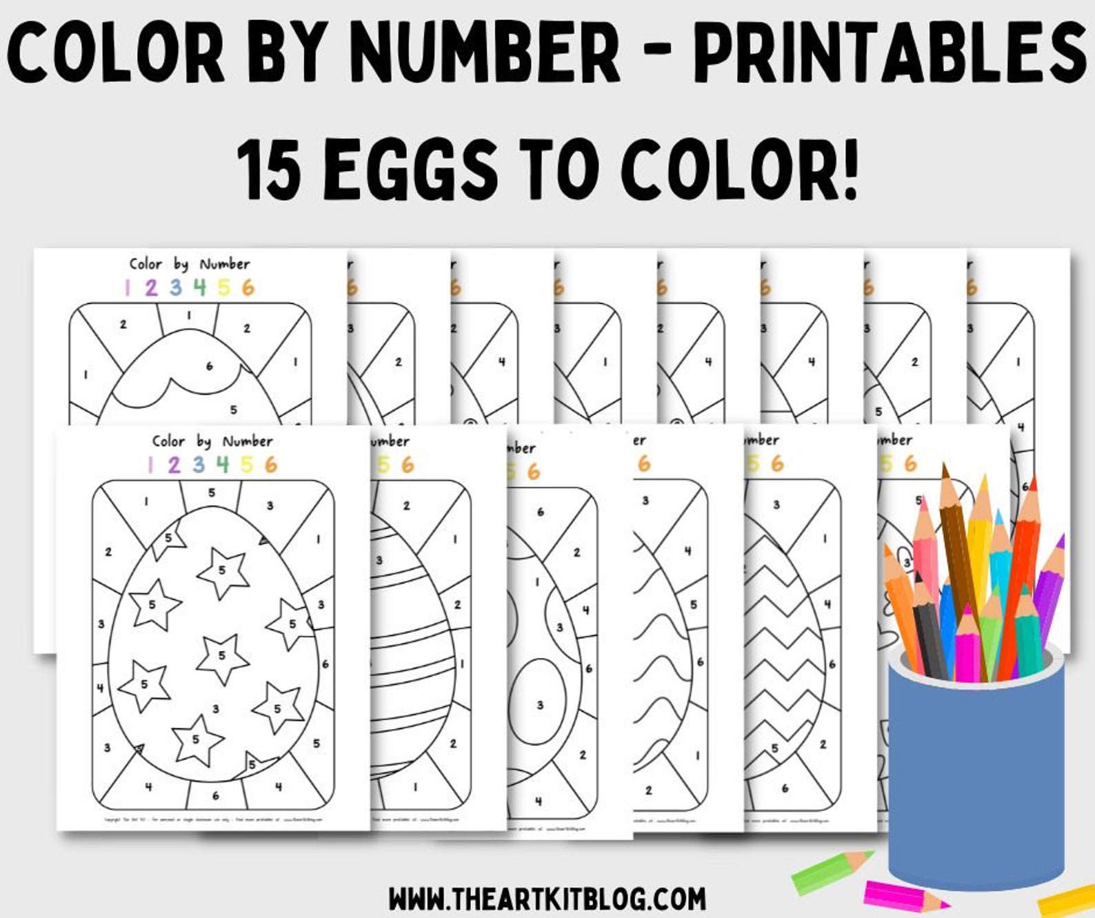 Easter Egg Color by Number Printables, Spring Worksheets for Kids - Etsy
