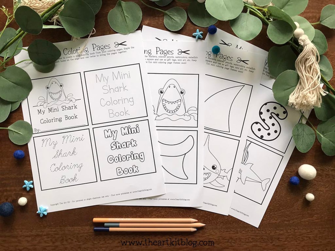 Mini Shark Coloring Book Shark Week Mini Coloring Pages - Etsy