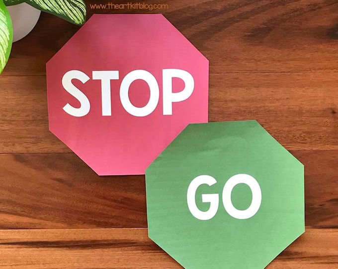 Stop Go Signs Printable Practice Red Light Green Light Kids - Etsy