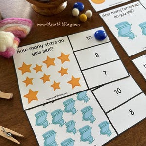 Weather Counting Clip Cards, Number Recognition Printable, Instant ...