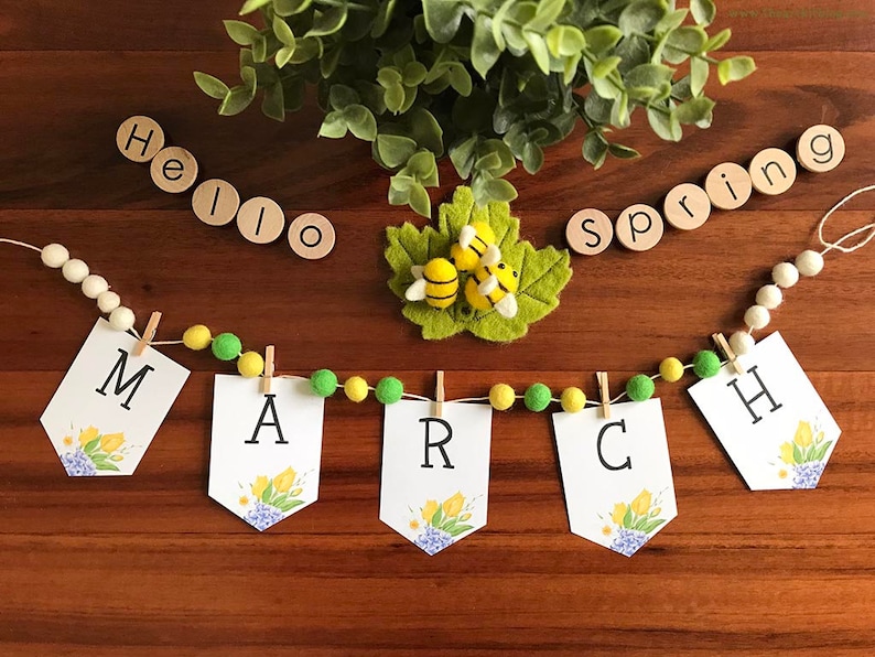 March Banner Printable, Spring Printable Wall Art, Spring Printable ...