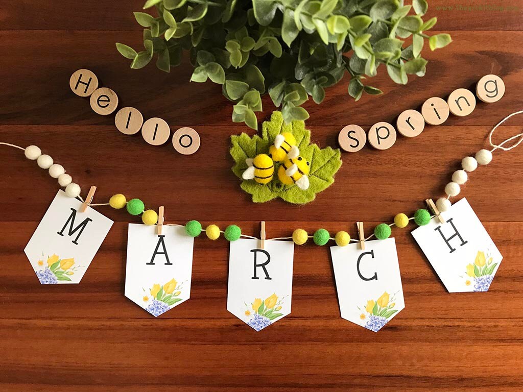 March Banner Printable, Spring Printable Wall Art, Spring Printable ...