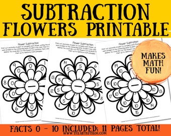 Math Worksheets Printable Single Digit Subtraction Problems - Etsy