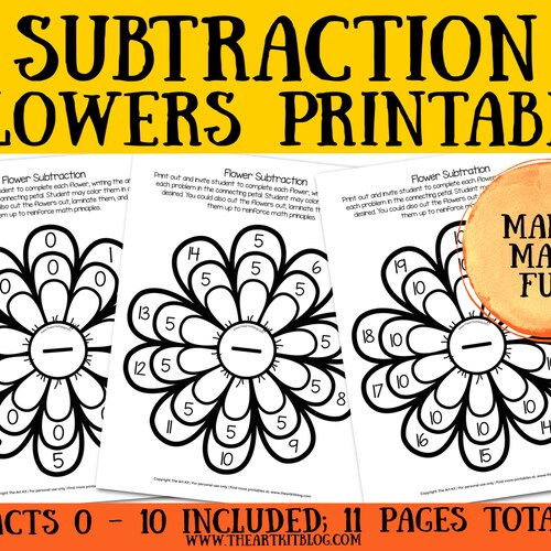 Division Flowers Activity Sheets 0 to 10 Waldorf | Etsy