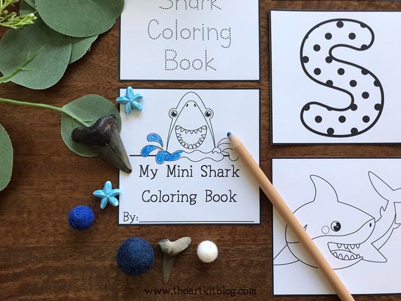 Mini Shark Coloring Book Shark Week Mini Coloring Pages - Etsy