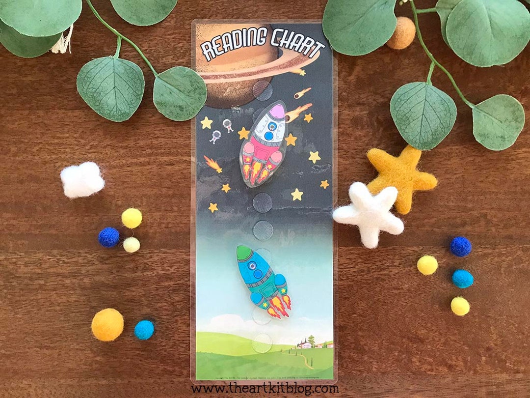 Kid's Reading Tracker Chart, Printable Reading Log, Outer Space Rocket ...