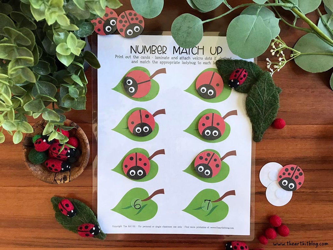 Ladybug Number Match Printable, Busy Book, Math Center, Ladybug ...