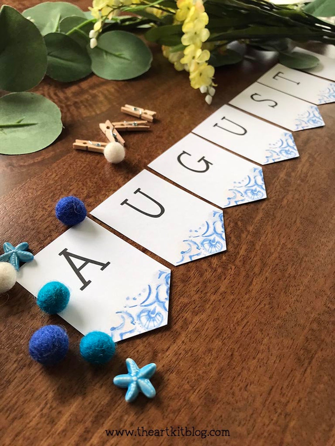 August Banner Printable, August Printable Wall Art, Summer Printable ...