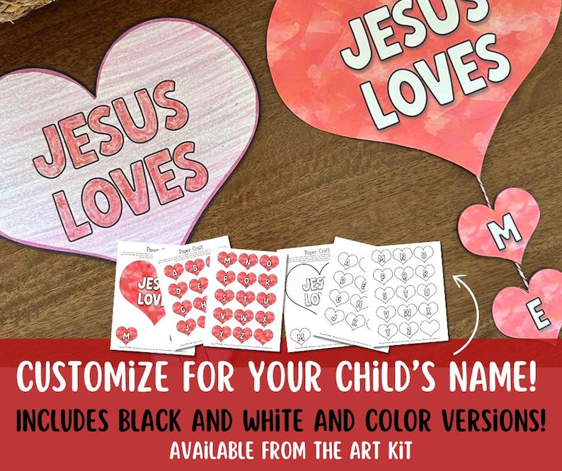 Jesus Loves Me Paper Craft, CUSTOMIZABLE to Your Child's Name! Coloring ...