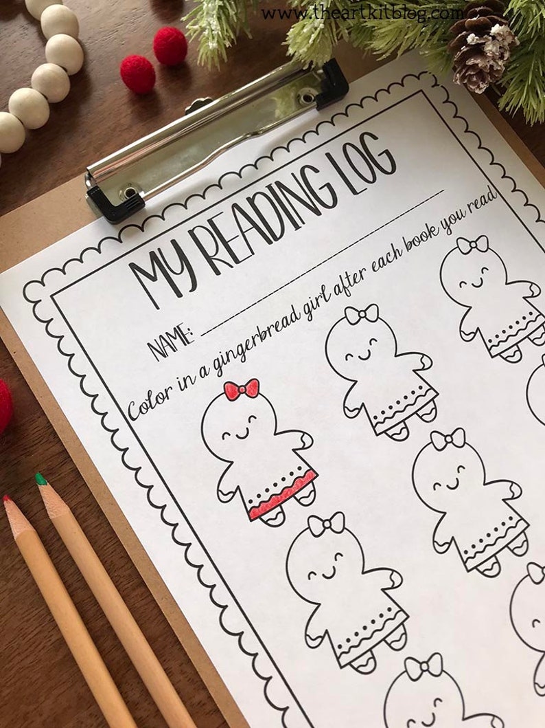Christmas Printable Reading Log for Kids, Reading Progress, Literacy ...