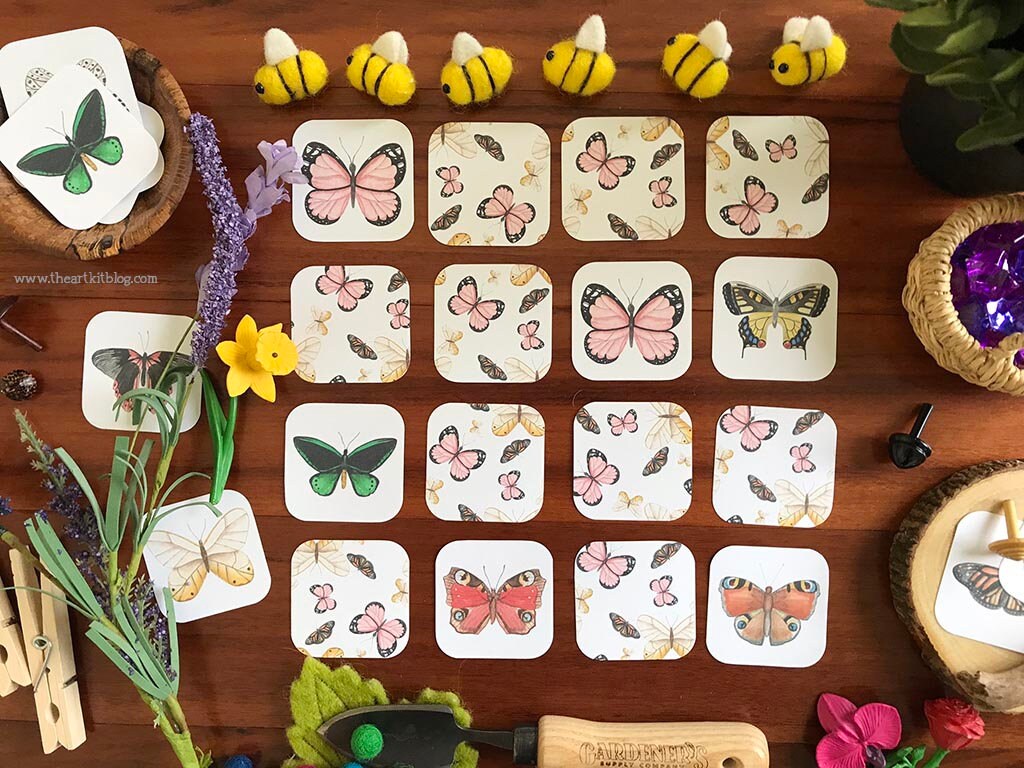 Memory Match Game Printable: Butterfly, Homeschool Printable, Cat ...