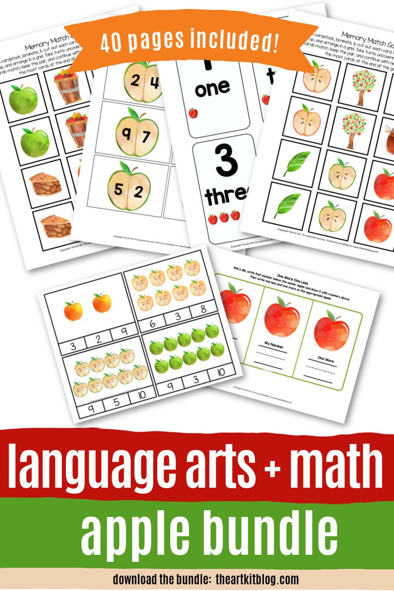 Apple Printables Learning Bundle Fall: Math, Numbers, Language ...