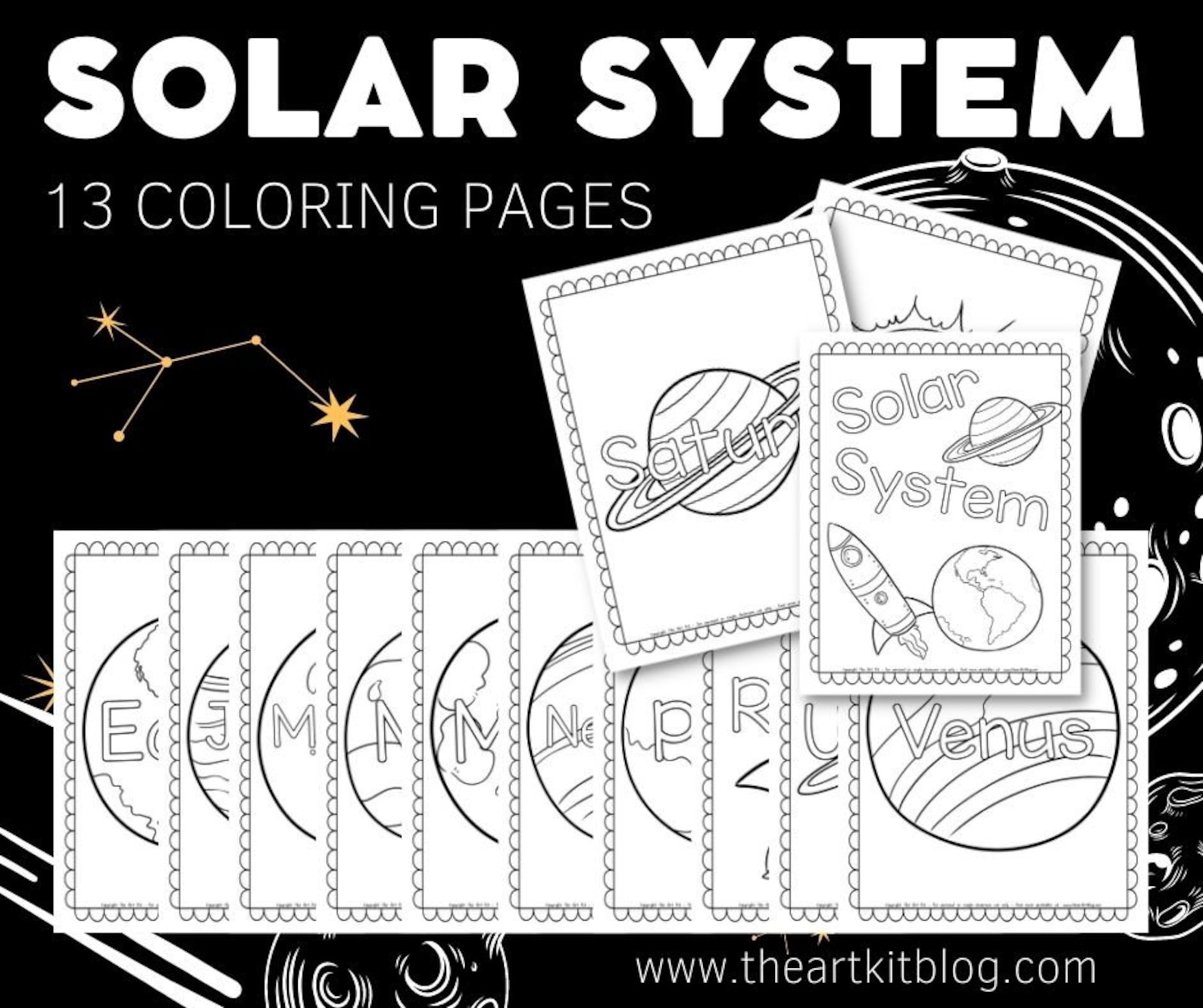 Solar System Coloring Pages Book, 13 Pages to Color, PRINTABLE for Kids ...