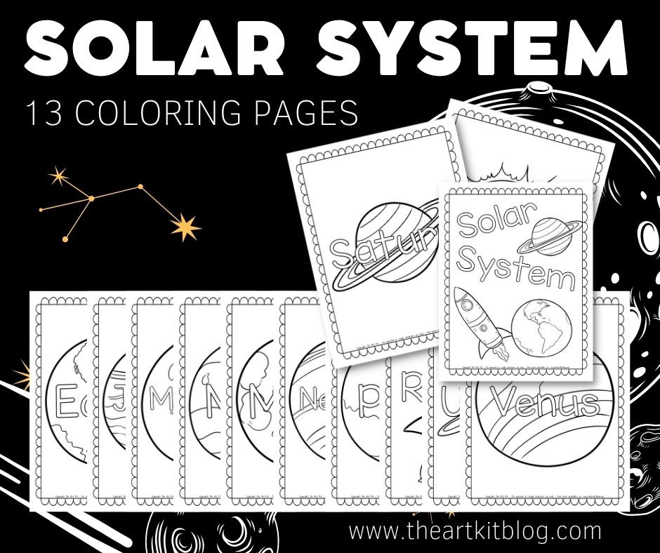 Solar System Coloring Pages Book, 13 Pages to Color, PRINTABLE for Kids ...