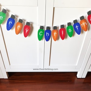 Merry Christmas Light Bulb Banner - Instant Download Printable - Easy ...
