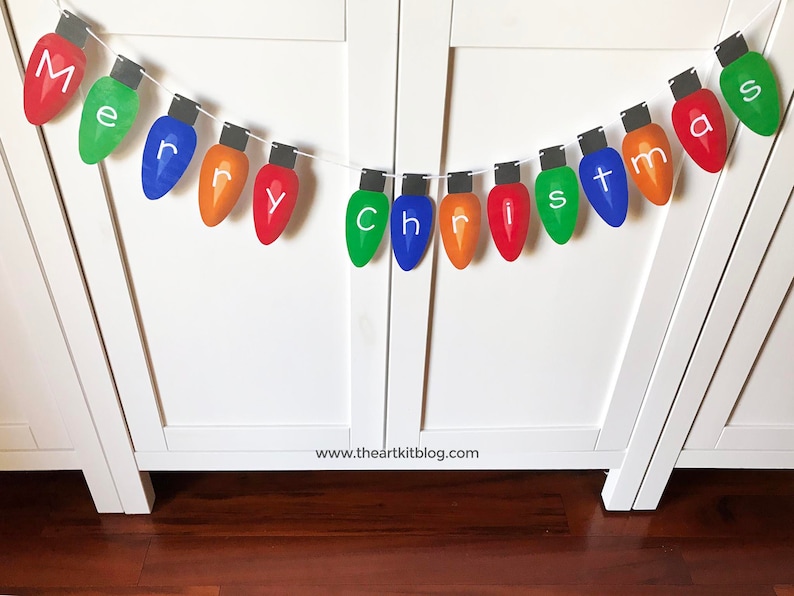 Merry Christmas Light Bulb Banner - Instant Download Printable - Easy ...