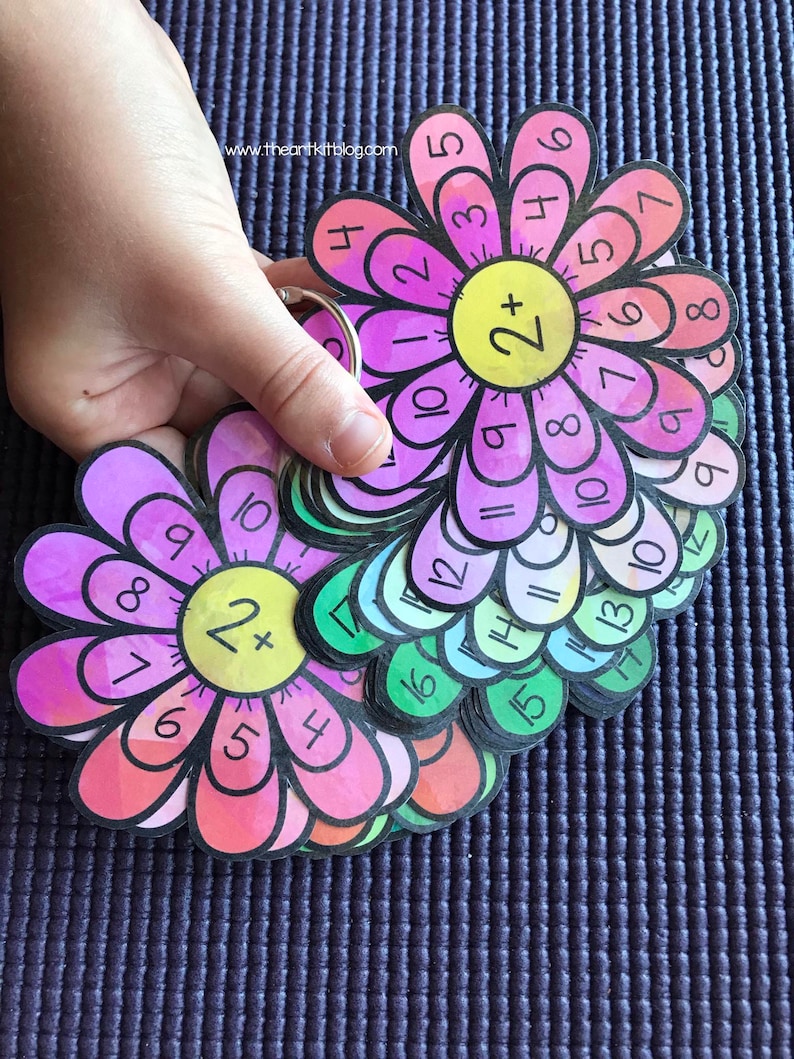 Waldorf Addition Watercolor Flower Printable, Math Wheels 0 - 12, Flash ...
